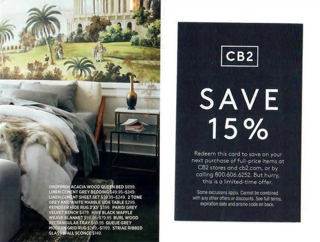CB2—15% off Entire Purchase—Instant Download